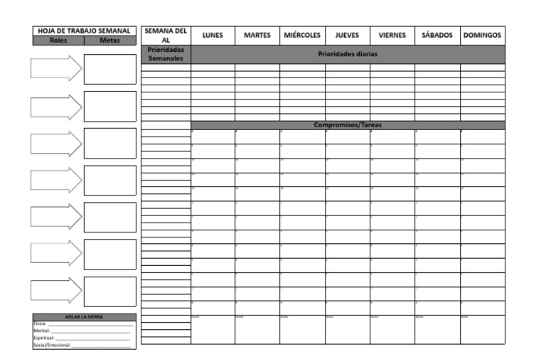 Hoja de Trabajo Semanal | PDF