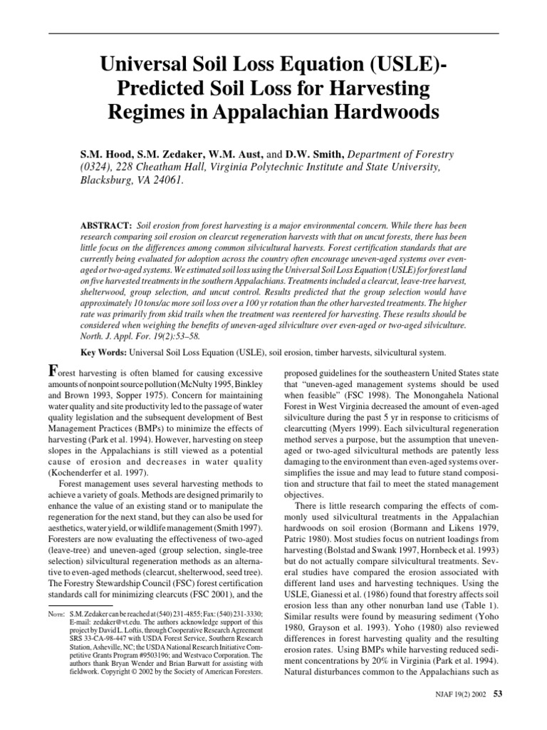Universal Soil Loss Equation Usle | PDF | Erosion | Forestry