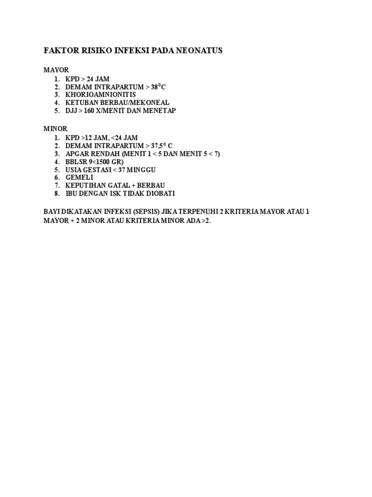 Faktor Risiko Infeksi Pada Neonatus | PDF