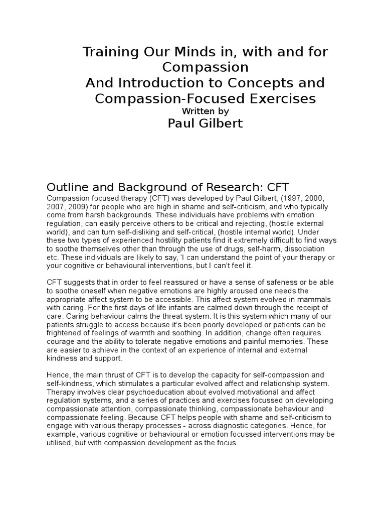 Training Our Minds in CFT - 1 | PDF | Compassion | Emotions