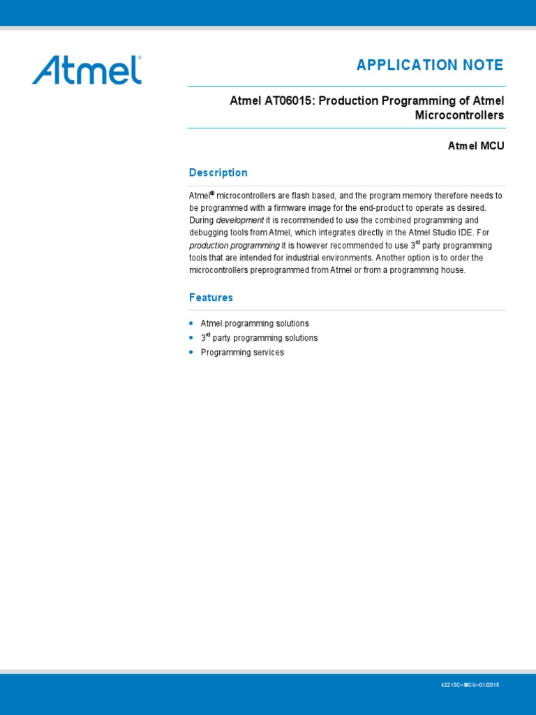 Atmel 42215 Production Programming of Atmel Microcontroller AP Note At06015 | PDF ...