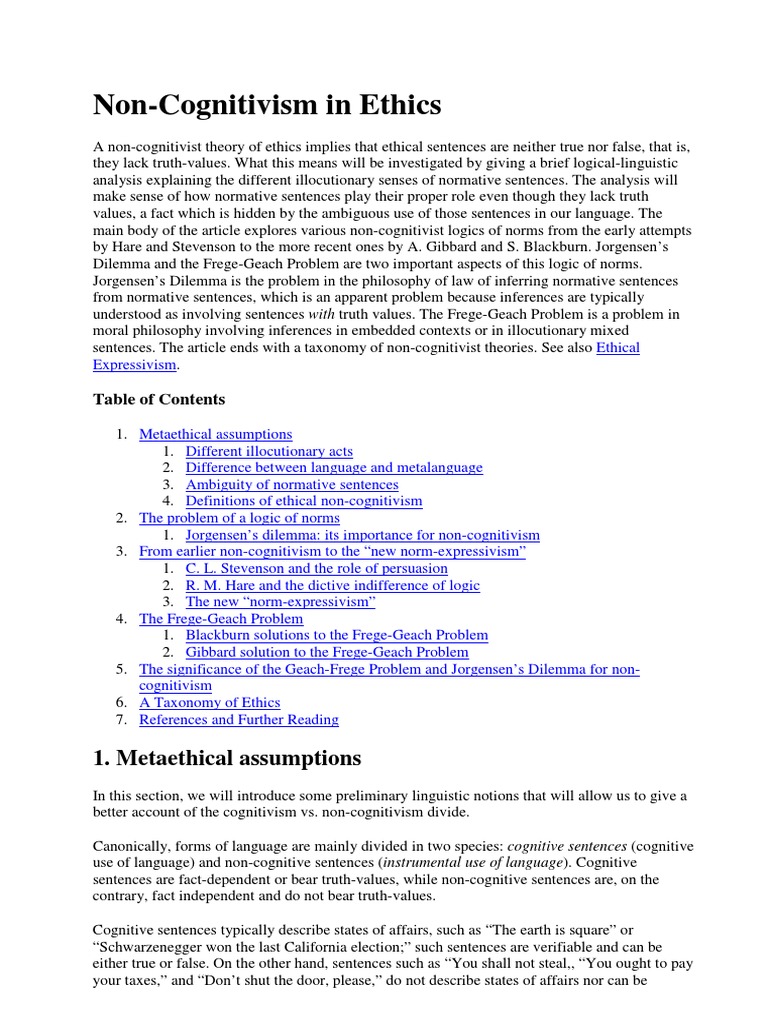 Non Cognitivism In Ethics Pdf Logic Proposition