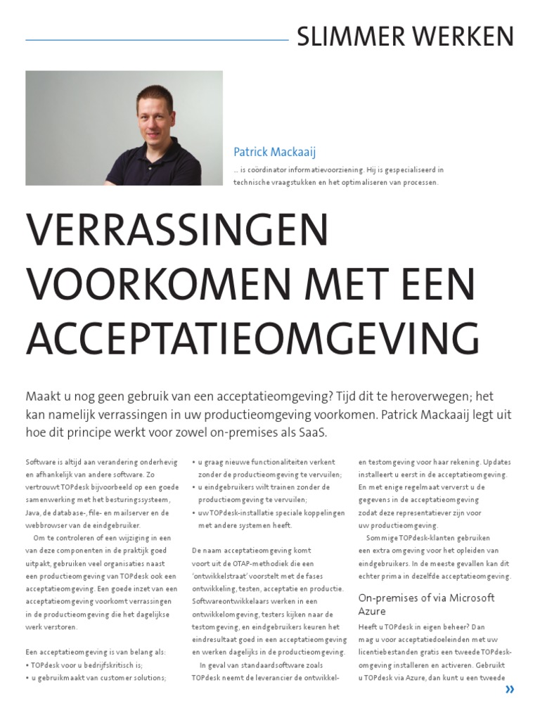 Verrassingen Voorkomen Met Een Acceptatieomgeving | PDF