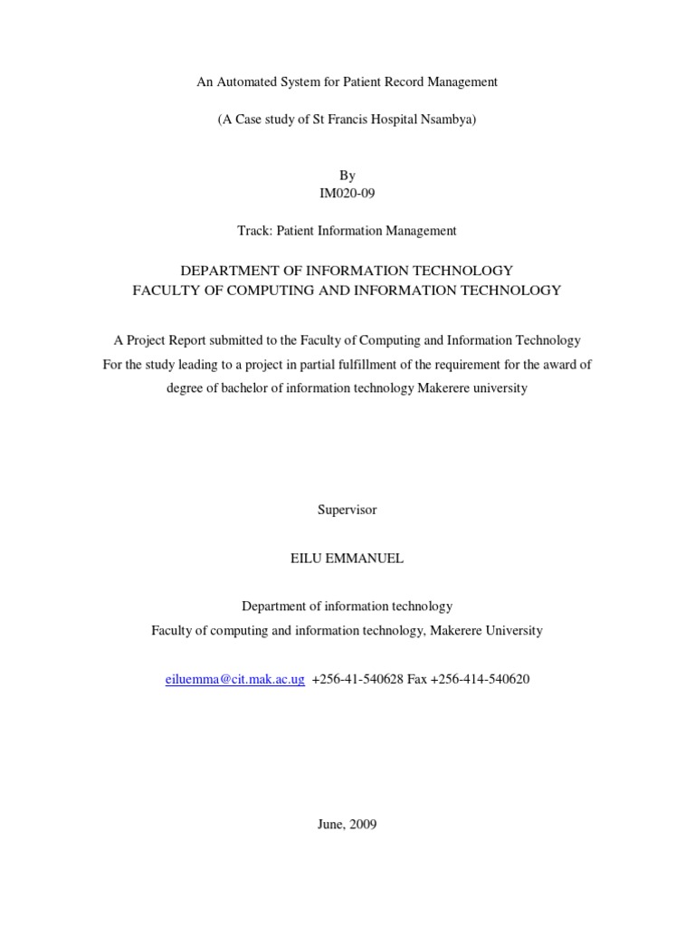 Automated Patient Record Management | PDF | Medical Record | Databases