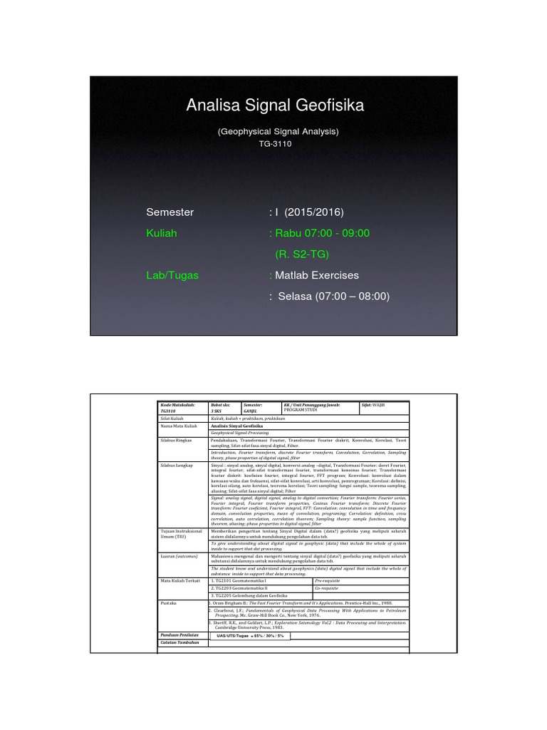 Geophysical Signal Processing Course | PDF | Technology & Engineering