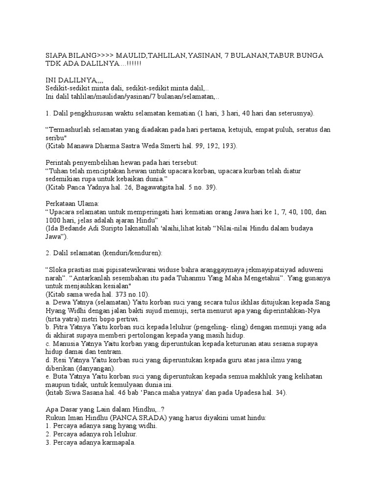 Dalil Mengenai Tahlilan | PDF