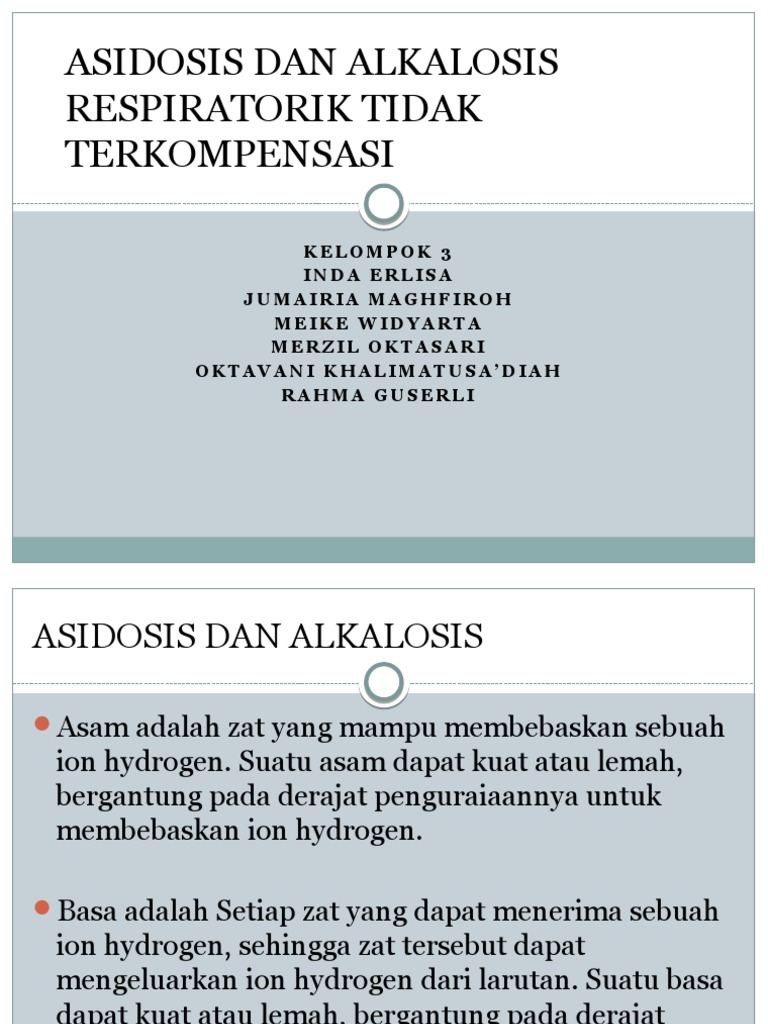 Asidosis Dan Alkalosis Respiratorik Tidak Terkompensasi | PDF | Memasak ...