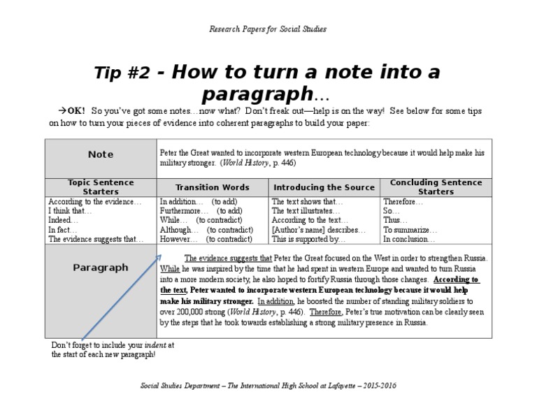 Tip #2 - How To Turn A Note Into A Paragraph | PDF | Paragraph ...