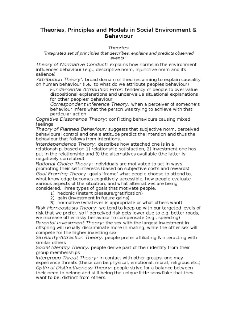 Theories, Principles and Models From A Psychological Empirical View ...