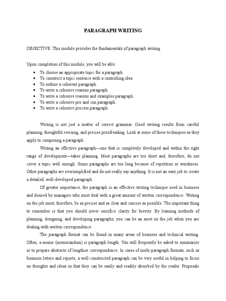 Paragraph Writing | PDF | Narration | Creative Writing