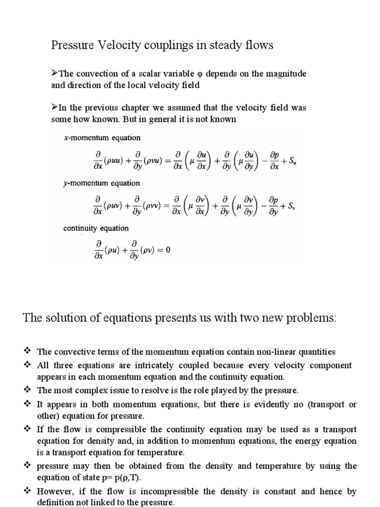 Pressure Velocity Couplings in Steady Flows | PDF | Fluid Dynamics | Momentum