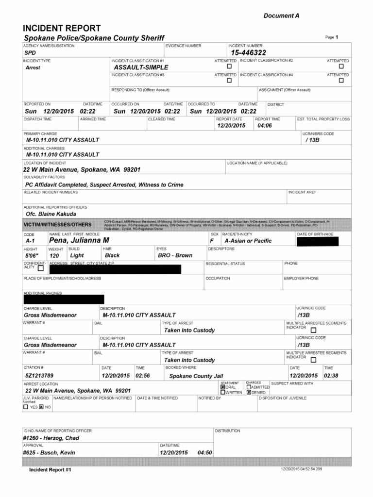Julianna Pena Police Report | PDF