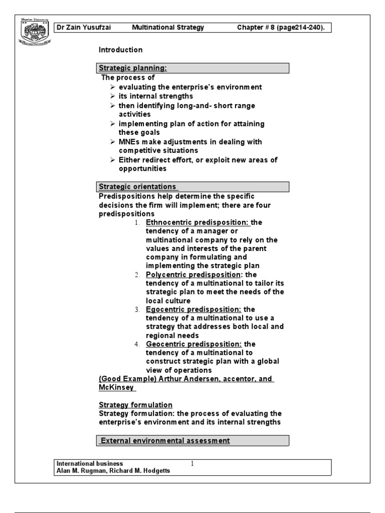 Multinational Strategy Overview | PDF | International Business ...