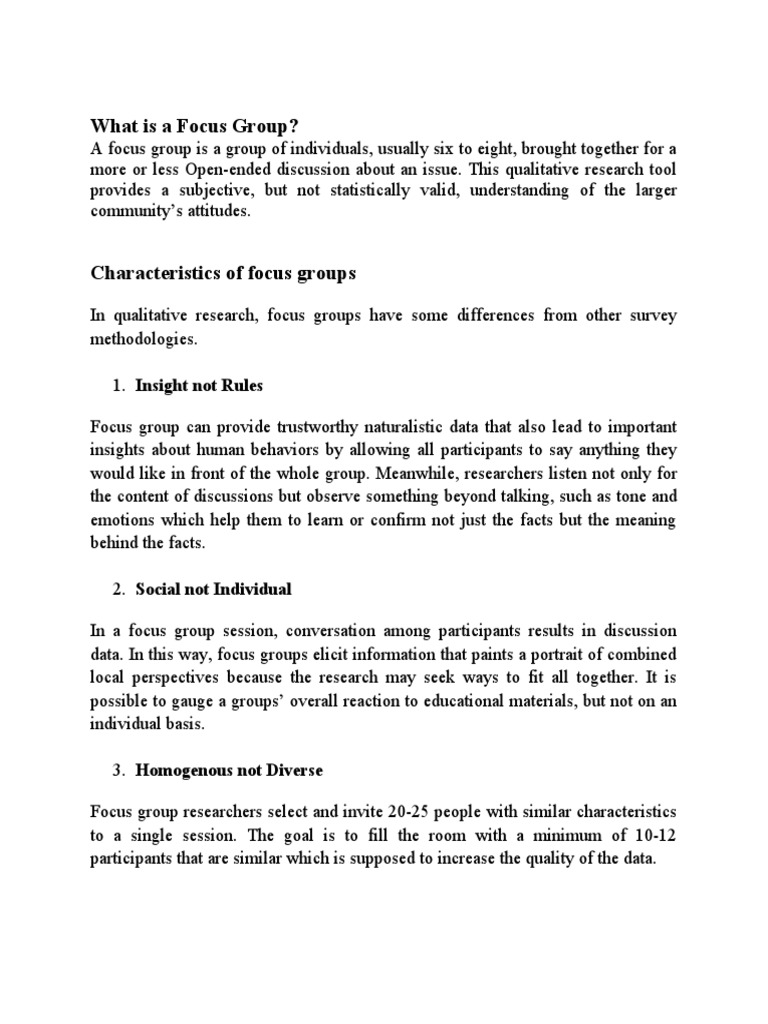 What Is A Focus Group? | PDF | Focus Group | Cognition
