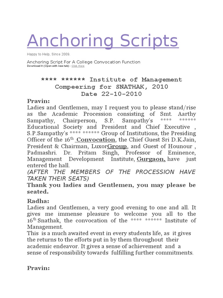 Anchoring Scripts | PDF | Leisure