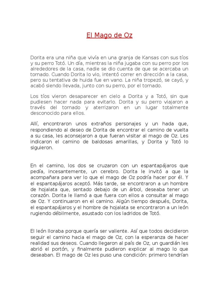 El Mago de Oz | PDF | Wizard Of Oz (Personaje) | Ocio