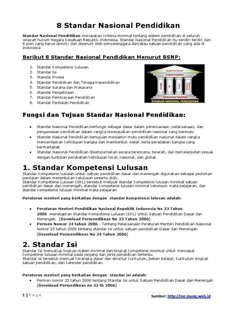 8 Standar Nasional Pendidikan Indonesia | PDF | Karier & Perkembangan ...