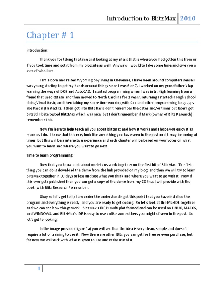 Chapter 1 - Introduction To BlitzMax | PDF | Computing | Computer Programming