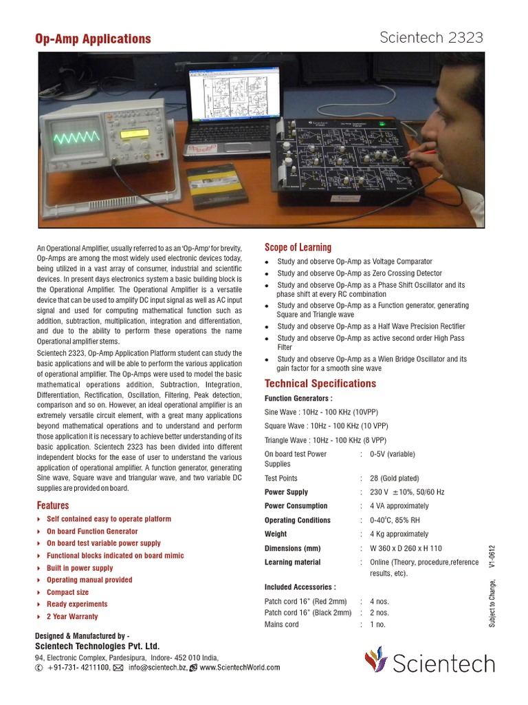 Scientech 2323 Op Amp Applications | PDF | Operational Amplifier | Amplifier