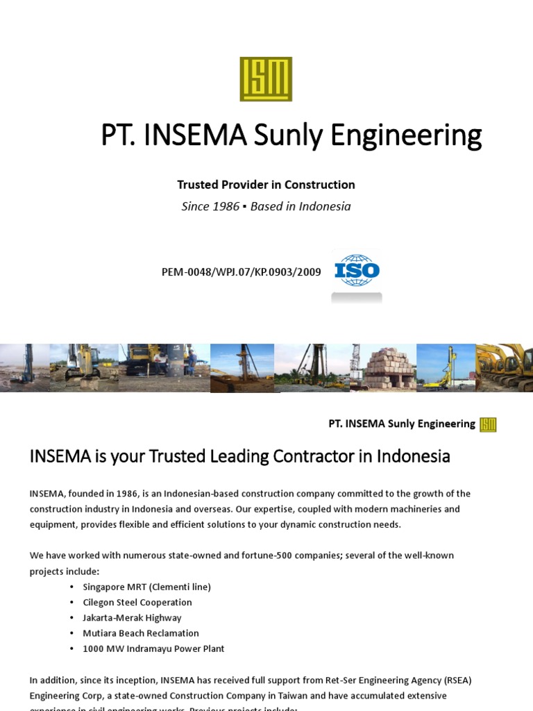 Insema Sunly Engineering - Company Profile | PDF | Deep Foundation | Geotechnical Engineering
