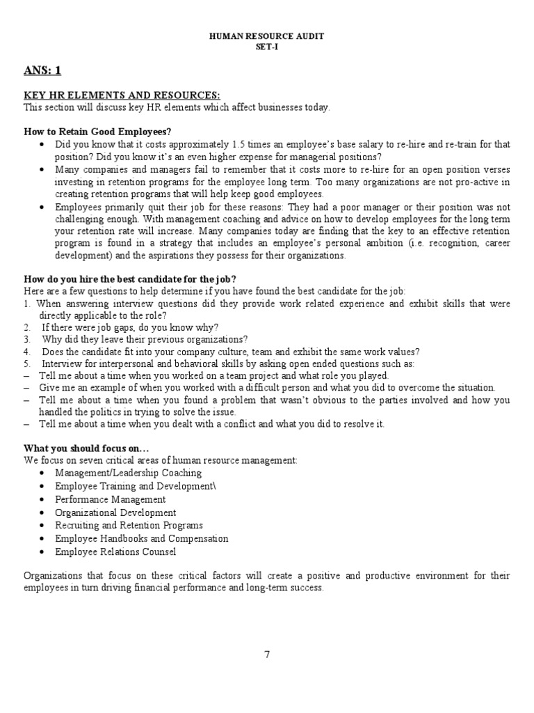 Human Resource Audit | PDF | Competence (Human Resources) | Audit