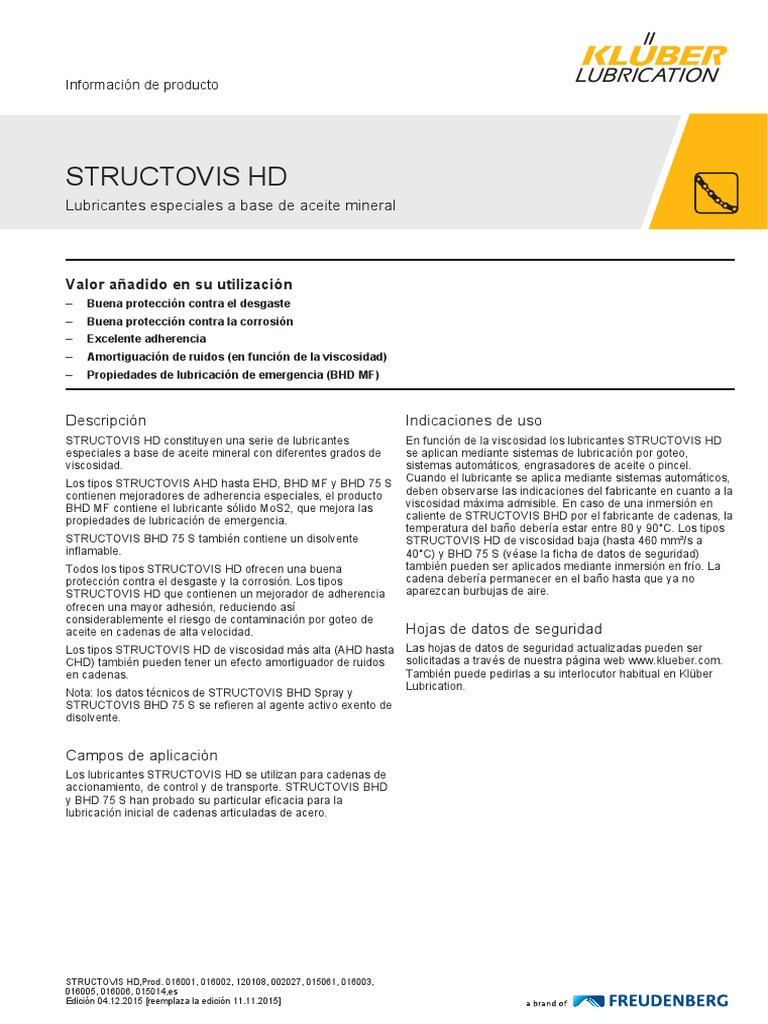 Structovis HD Es Es | PDF | Lubricante | Materiales