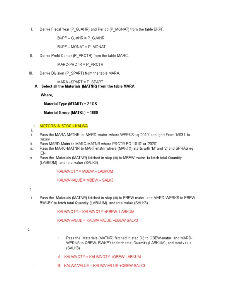 Select All The Materials (MATNR) From The Table MARA Where, Material ...