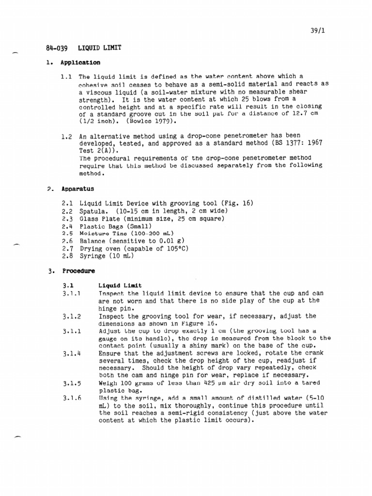 84 039 Liquid Limit ASTM D423 66 | PDF | Materials | Nature