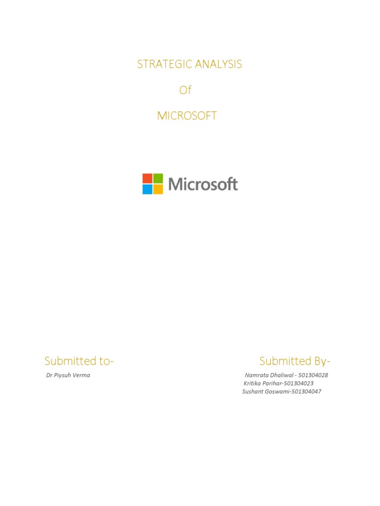 Strategic Analysis OF MICROSOFT | PDF | Strategic Management | Swot ...