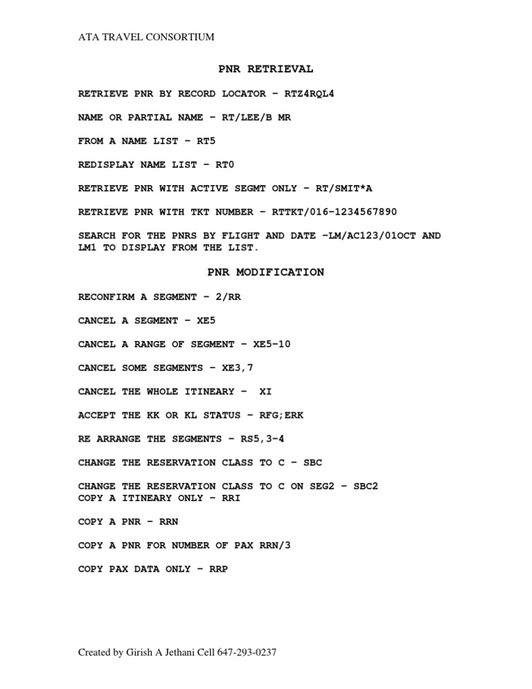 Amadeus entries: pnr_retrieval