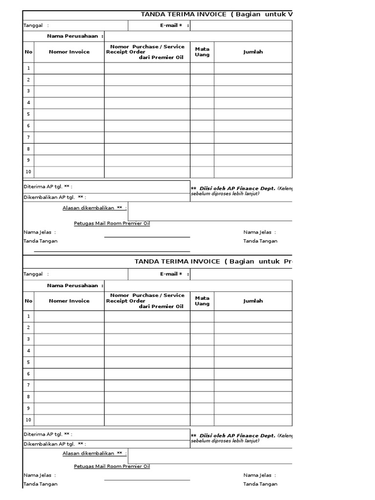 Tanda Terima Invoice 2012 | PDF