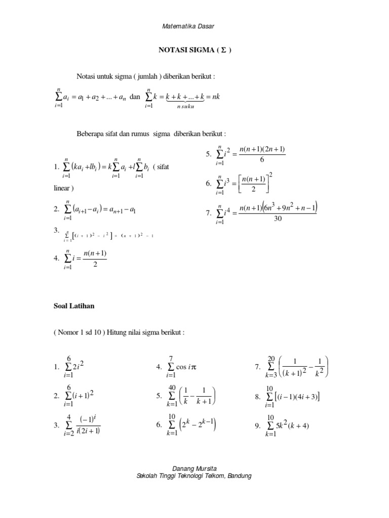 Modul Matematika - NOTASI SIGMA | PDF