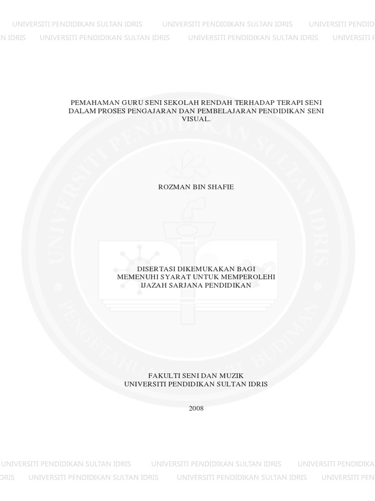Pemahaman Guru Seni Sekolah Rendah Terhadap Terapi Seni Dalam Proses ...