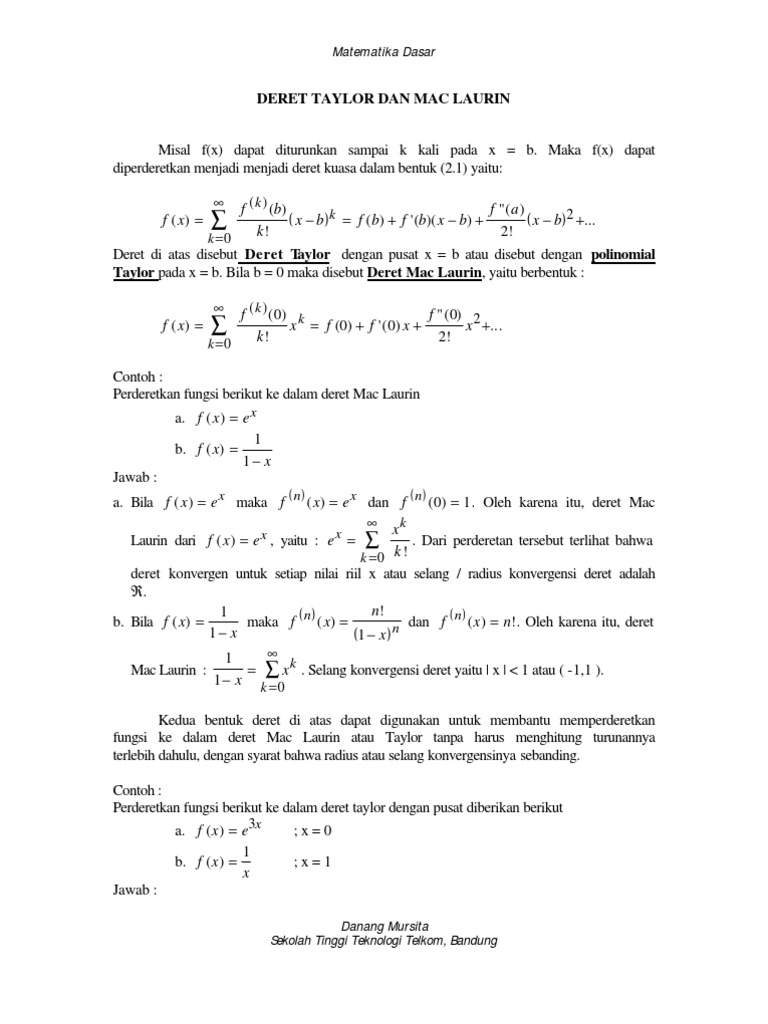 Deret Taylor dan Mac Laurin | PDF | Sains & Matematika | Komputer