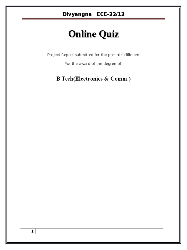 Online Quiz Project Report | PDF | Java Server Pages | Java Servlet