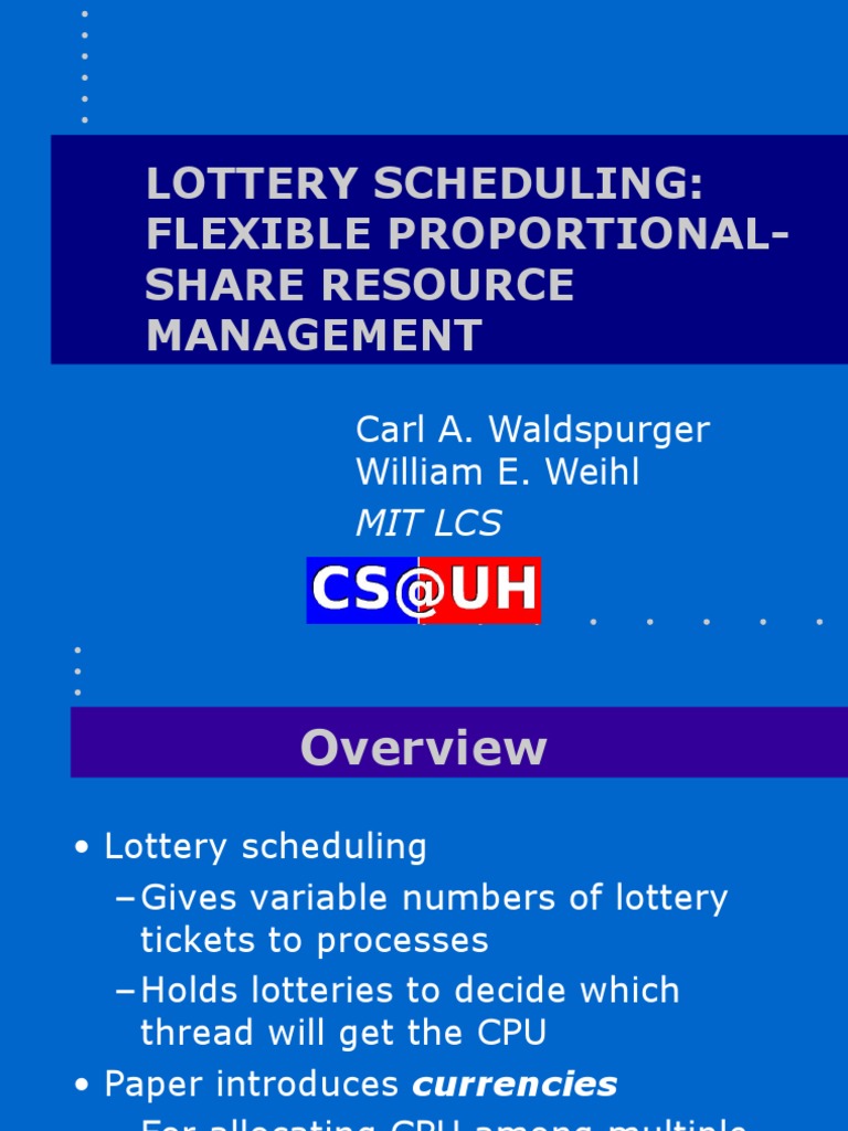 Lottery Scheduling | PDF | Scheduling (Computing) | Thread (Computing)
