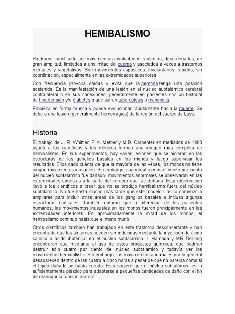 Hemibalismo | PDF | Ganglios basales | Carrera