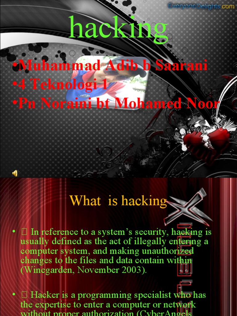 Hacking: - Muhammad Adib B Saarani - 4 Teknologi 1 - PN Noraini BT ...