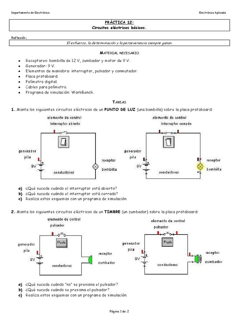 Práctica 12. Circuitos Eléctricos Básicos | PDF