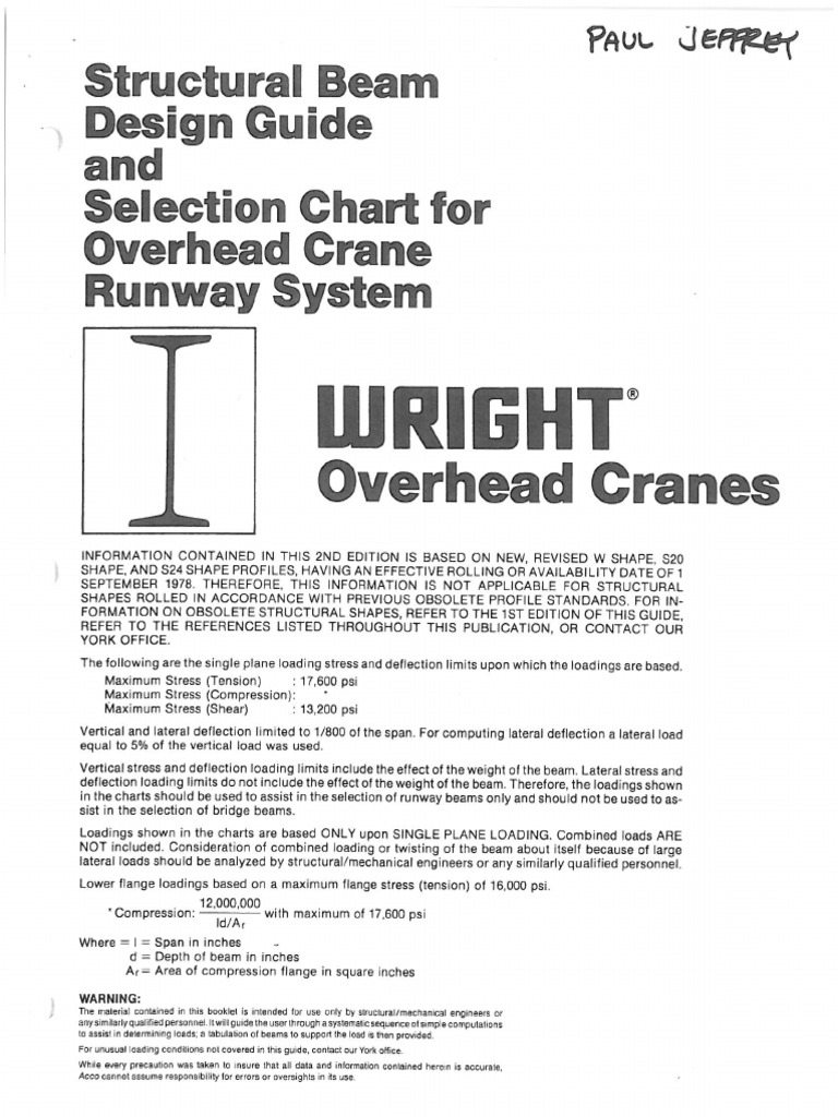 Beam Selection Chart For Overhead Cranes | PDF