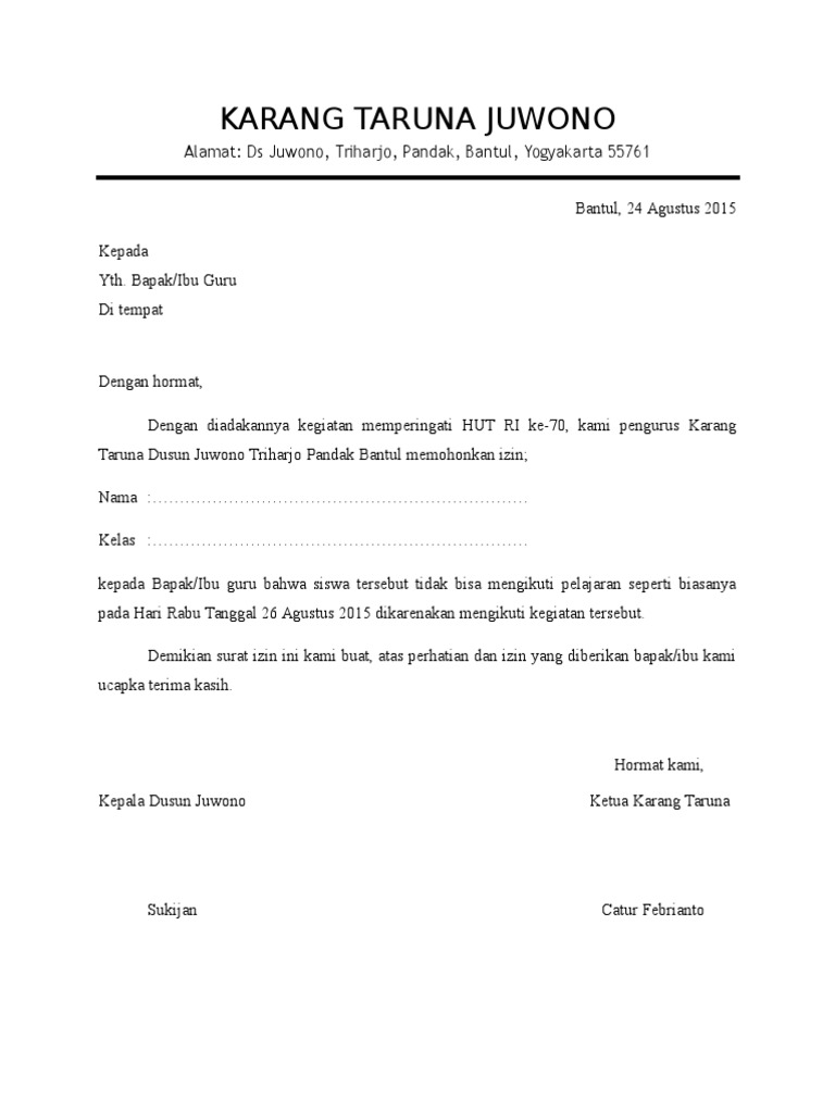 Penulisan Surat Ijin Resmi | PDF