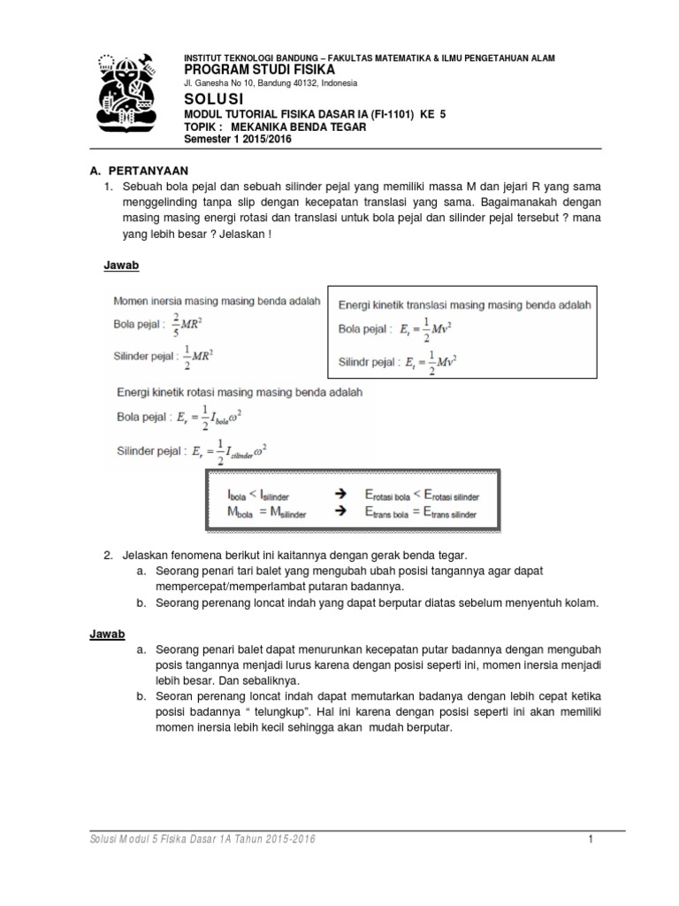SOLUSI Modul 5 Fidas 1A 2015-2016-Final | PDF | Sains & Matematika