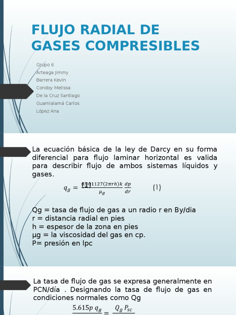 Grupo 6-Flujo Radial de Fluidos Compresibles | PDF | Gases | Ecuaciones