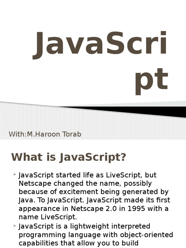 Javascript Introduction Pdf Java Script Web Development