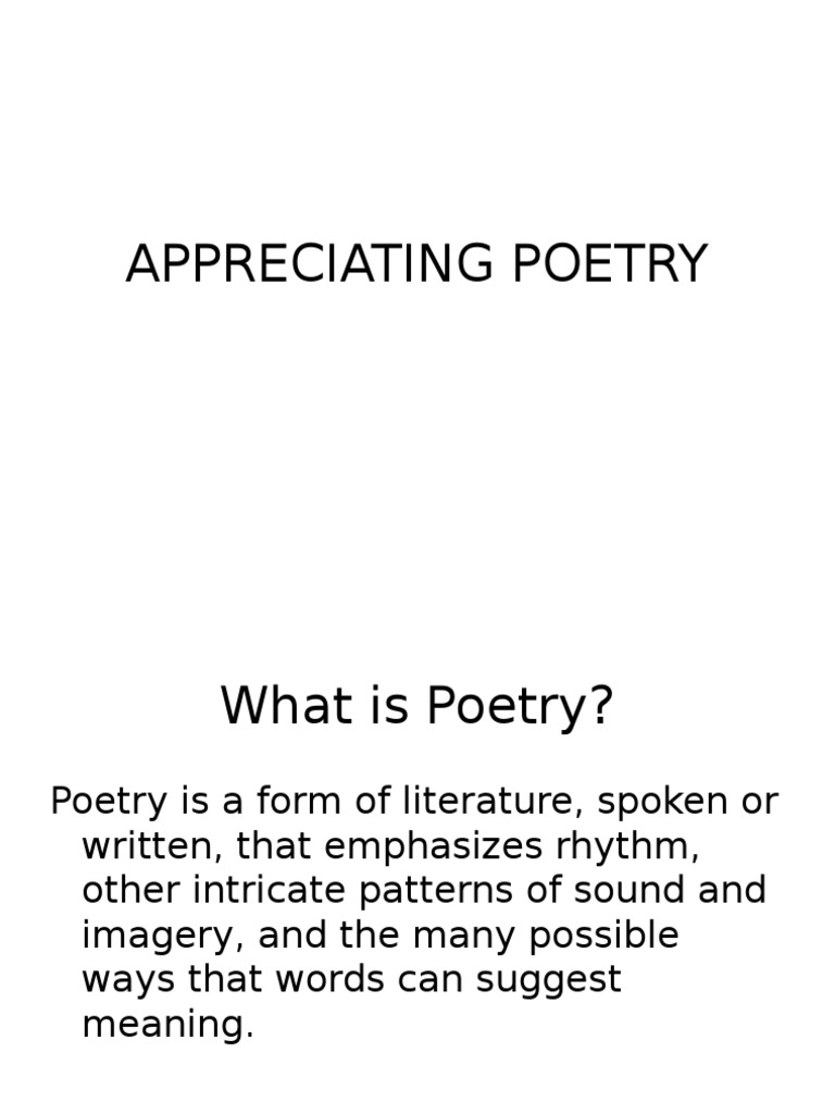 Understanding Poetry Appreciation | PDF | Poetry