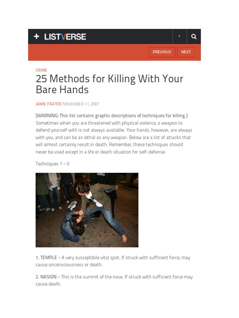 25 Methods For Killing With Your Bare Hands | PDF | Combat Sports ...
