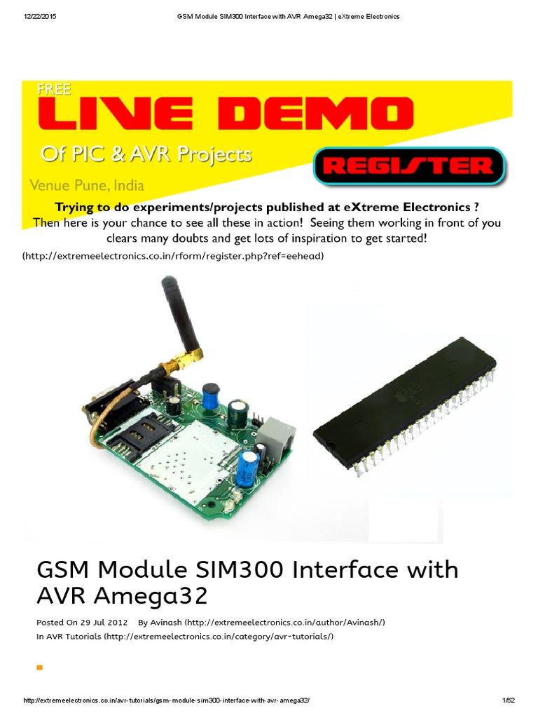 GSM Module SIM300 Interface With AVR Amega32 - EXtreme Electronics ...