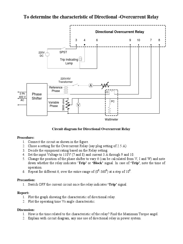 To Determine The Characteristic of Directional OverCurrent Relay