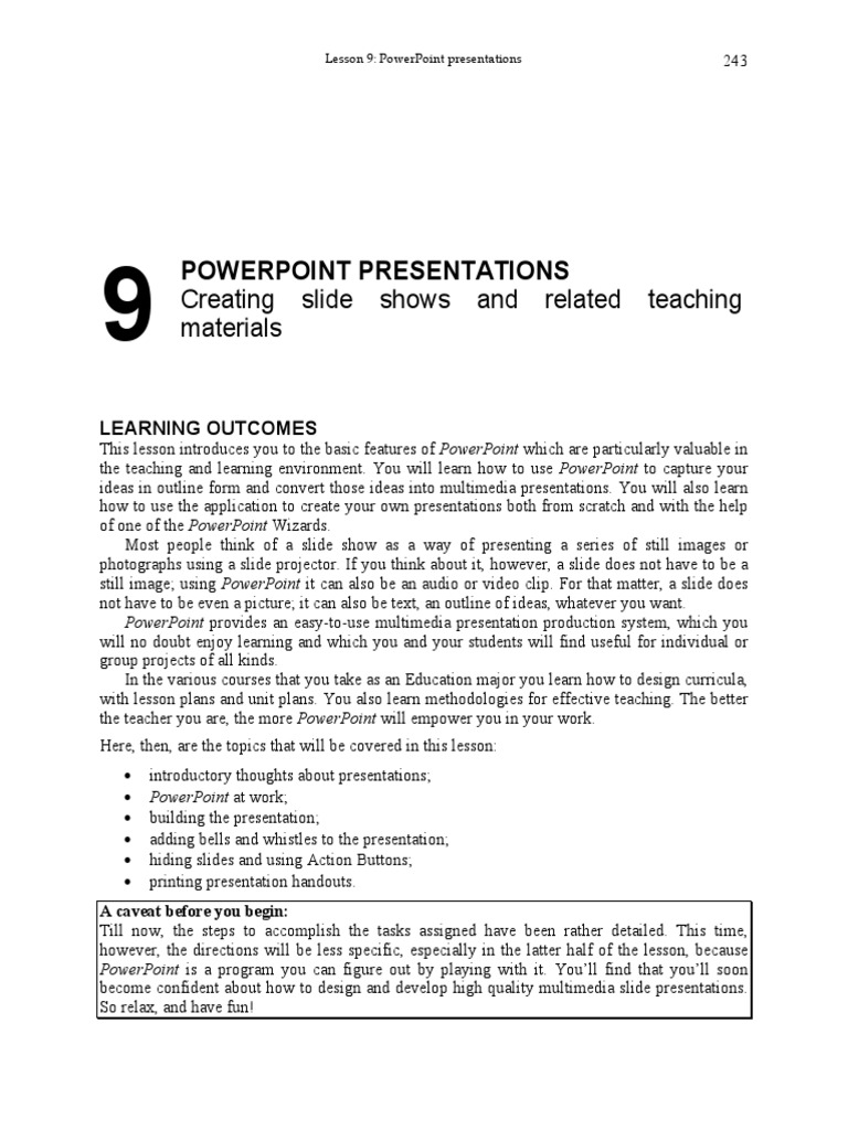 Lessons On Presentation | PDF | Microsoft Power Point | Microsoft Office