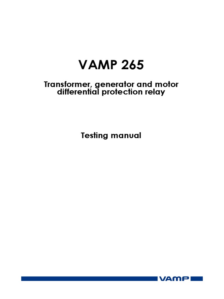 VAMP 265 - Testing Manual | PDF | Transformer | Relay